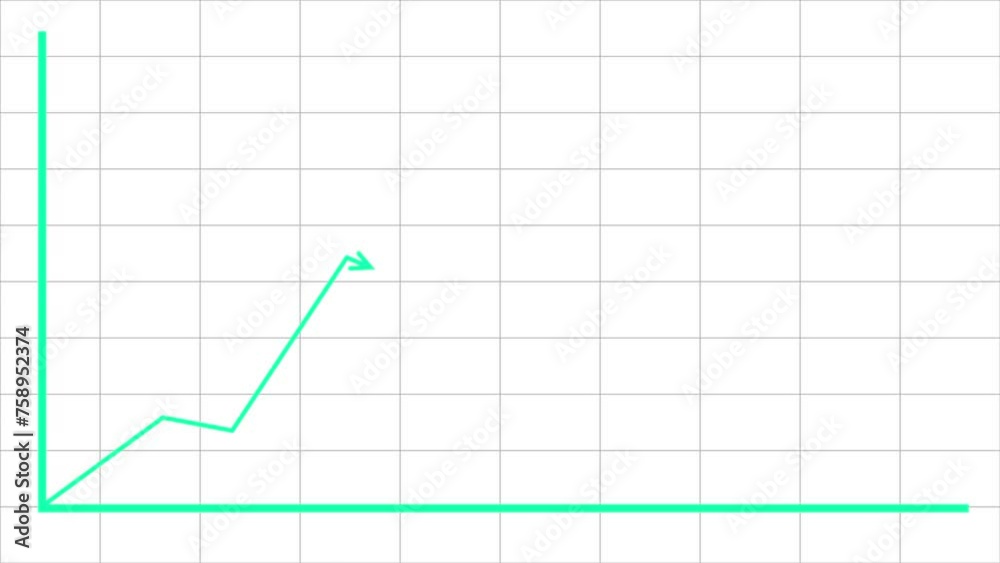 Single Line graph with axis against a graph background and green screen ...