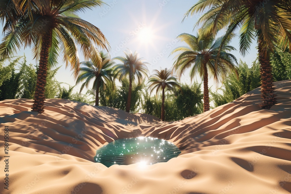 A miniature desert oasis, with a realistic small water source ...