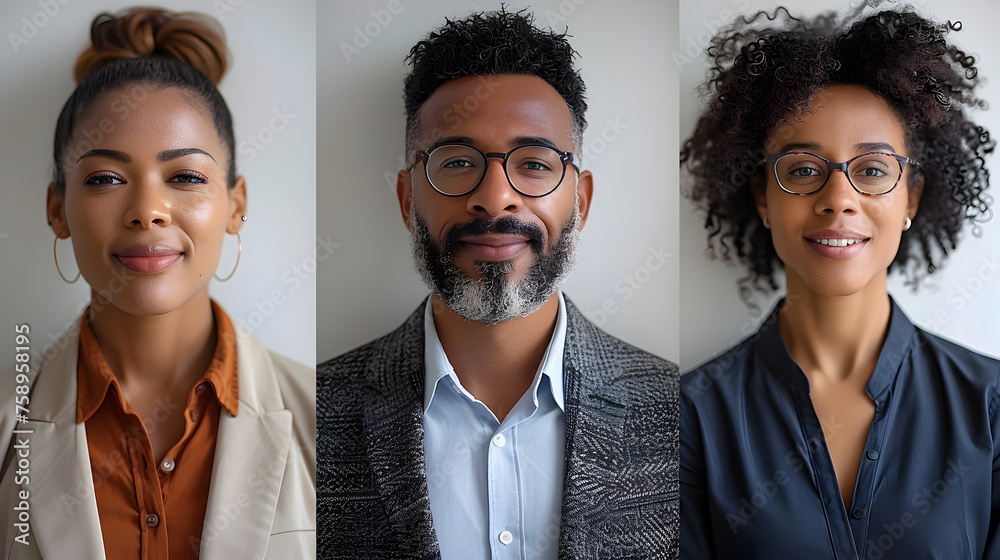 Three Business Professionals - Black Woman, Mixed Race Men in Glasses ...