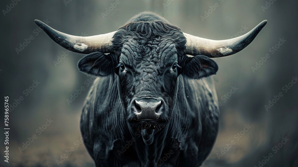 Bull strength symbol, an emblem of unyielding force and endurance, a ...
