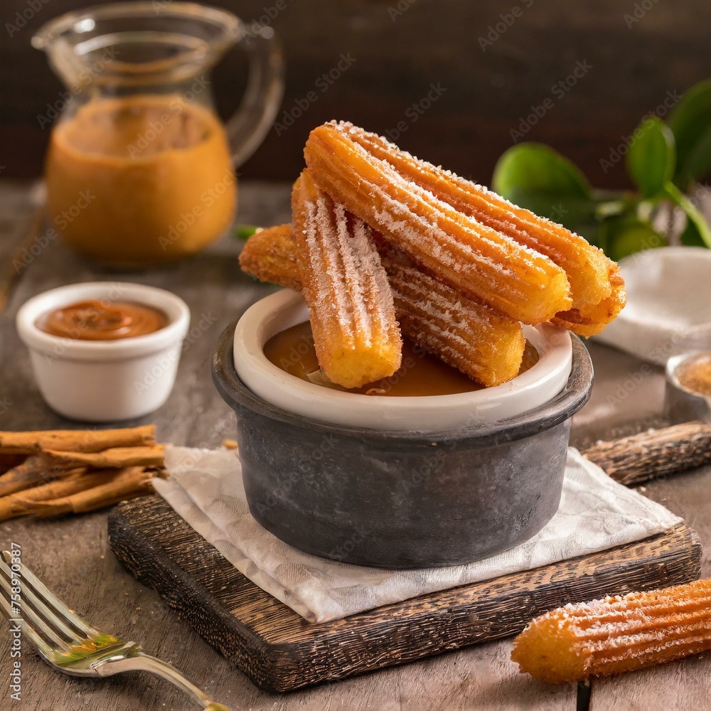 Churros com doce de leite ( Dulce de leche ). Comida, sobremesa, doce ...