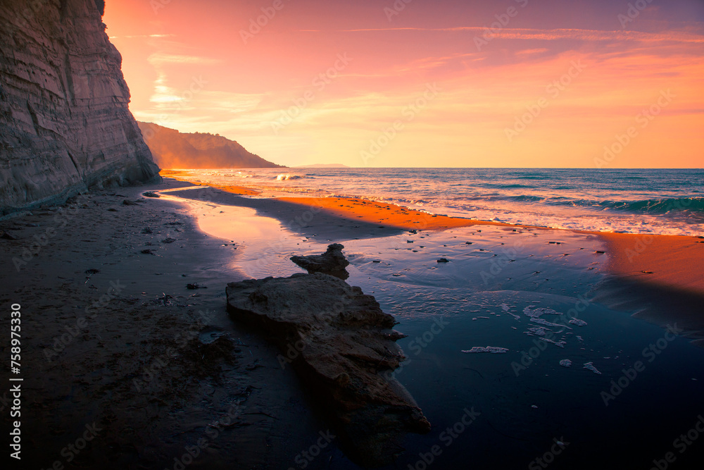 amazing coast of popular island of Greece - Corfu (Kerkyra) , Santa ...