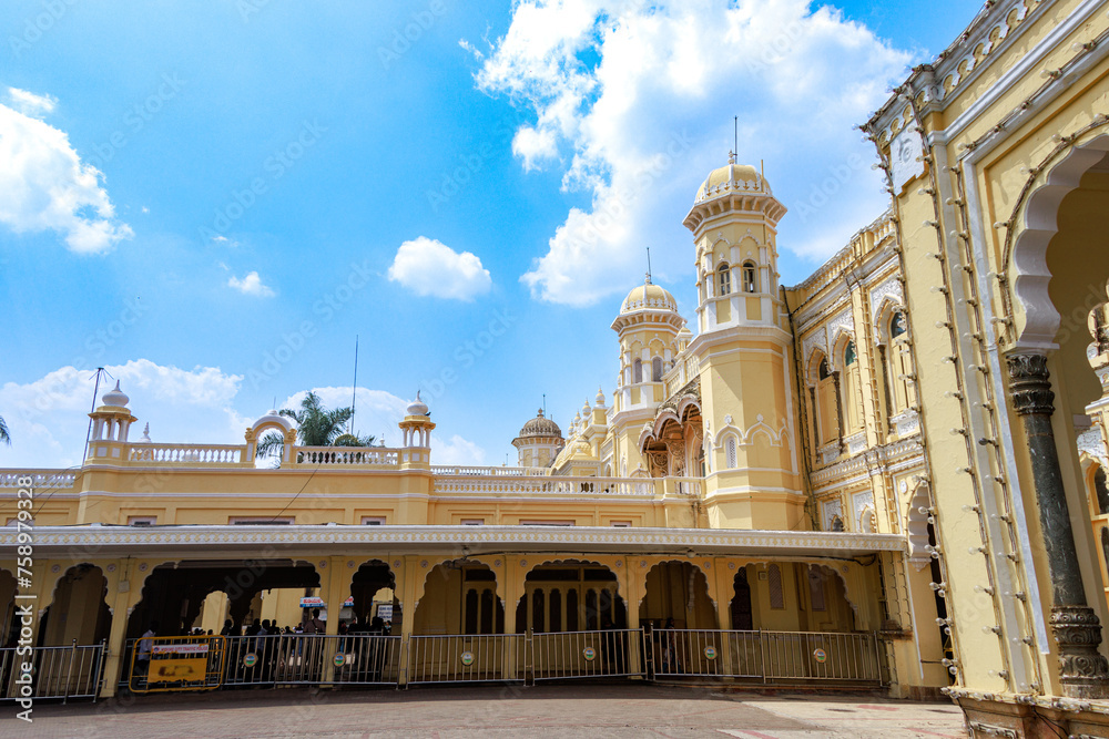 Beautiful view of royal Mysore Palace, also known as Amba Vilas Palace ...