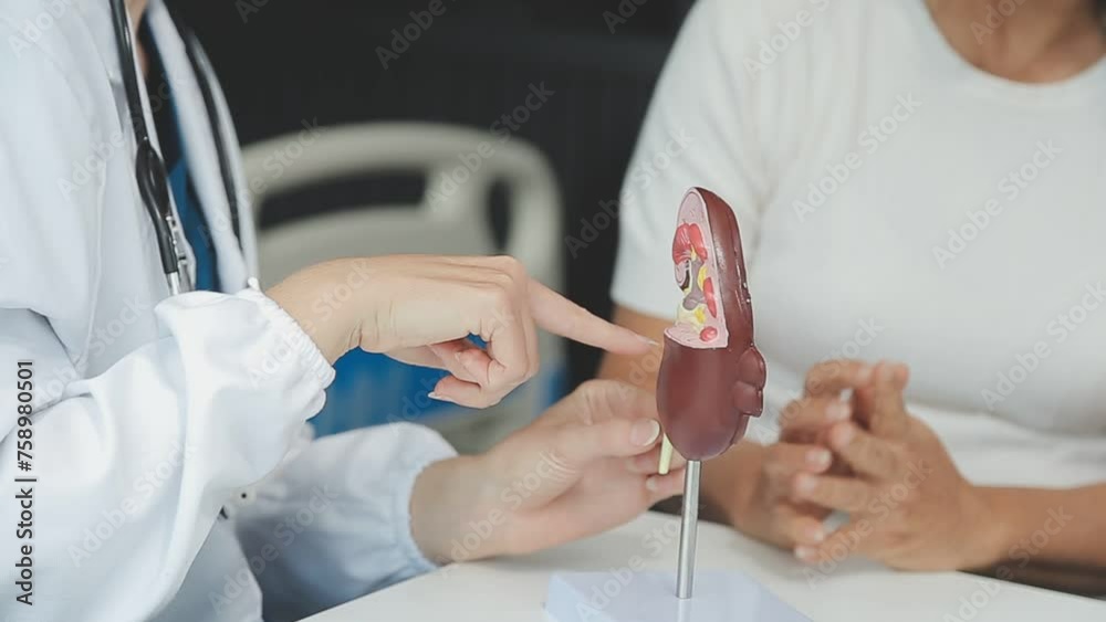 Doctor with human Pancreatitis anatomy model with Pancreas, Gallbladder ...