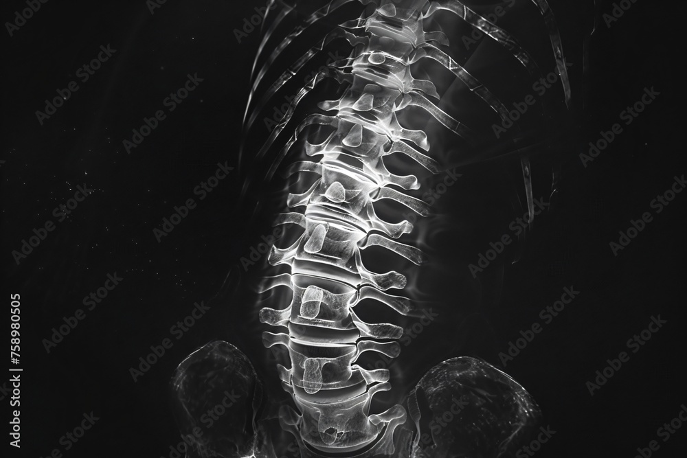 Spine x-ray illustration, a ghostly revealing the inner architecture of ...