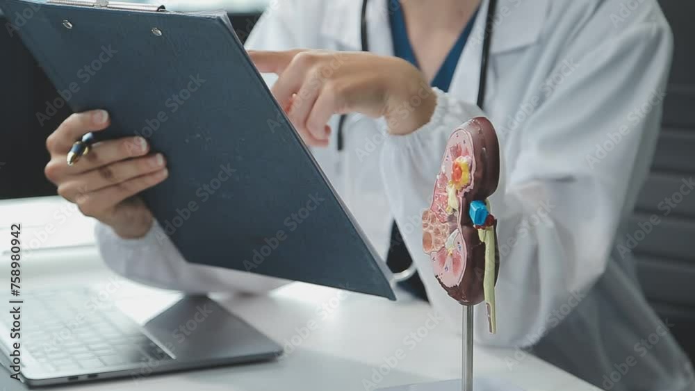 Doctor with human Pancreatitis anatomy model with Pancreas, Gallbladder ...