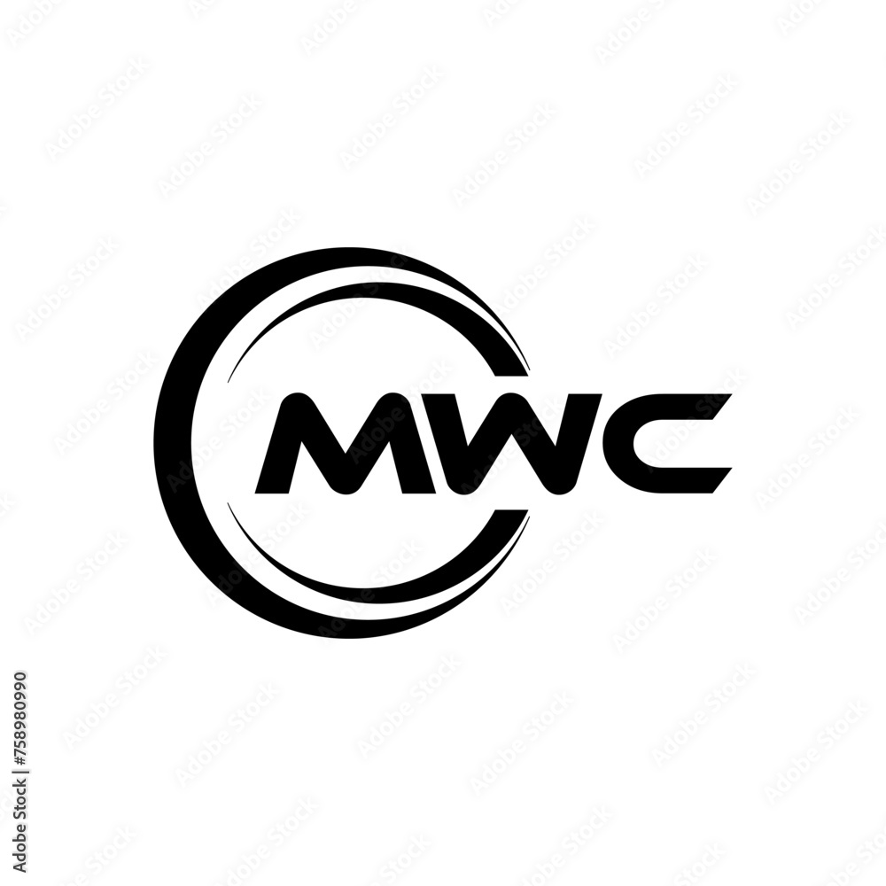 MWC letter logo design with white background in illustrator, cube logo ...
