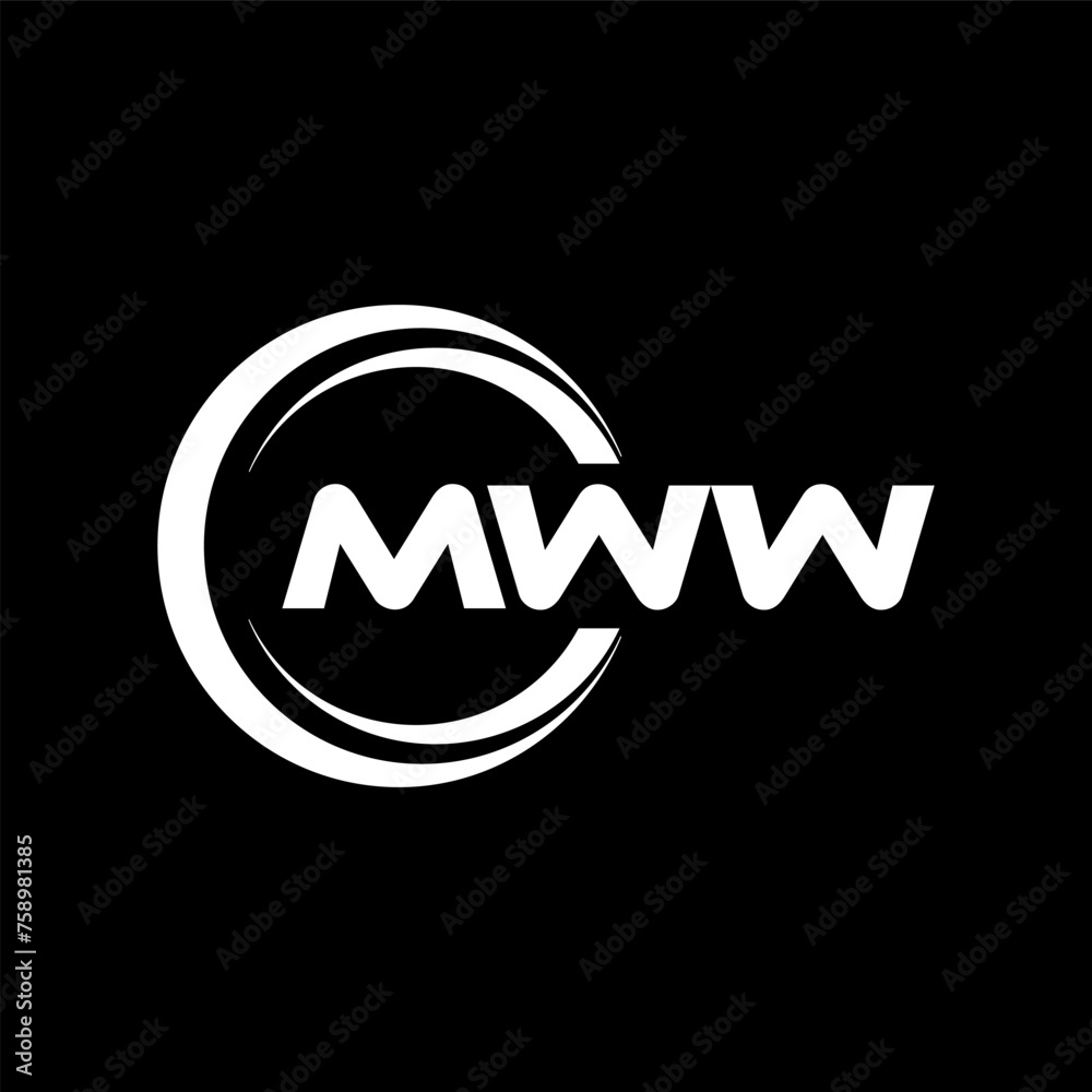 MWW letter logo design with black background in illustrator, cube logo ...