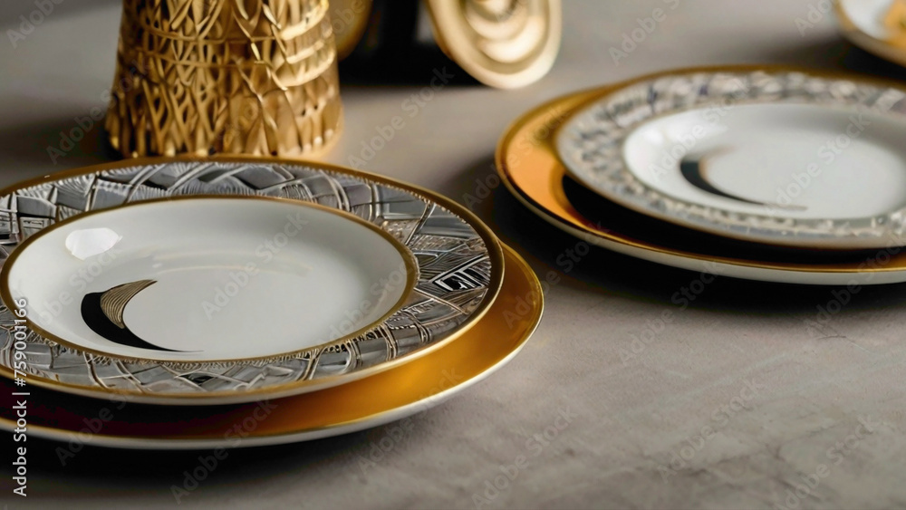 Plates, arranged neatly upon the table, await the culinary creations ...