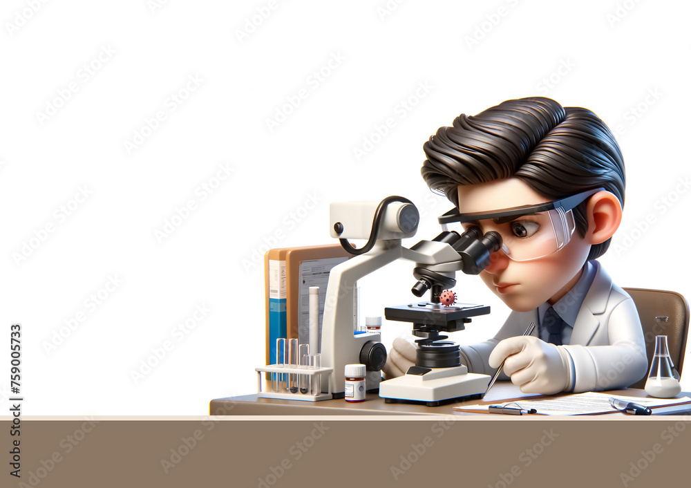 Scientific Curiosity Unveiled: 3D Caricature Scientist in Lab Coat ...