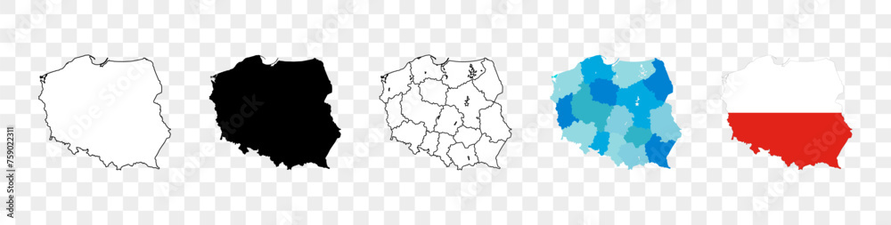 Map of Poland icon. Linear icon. Transparent background. Vector ...