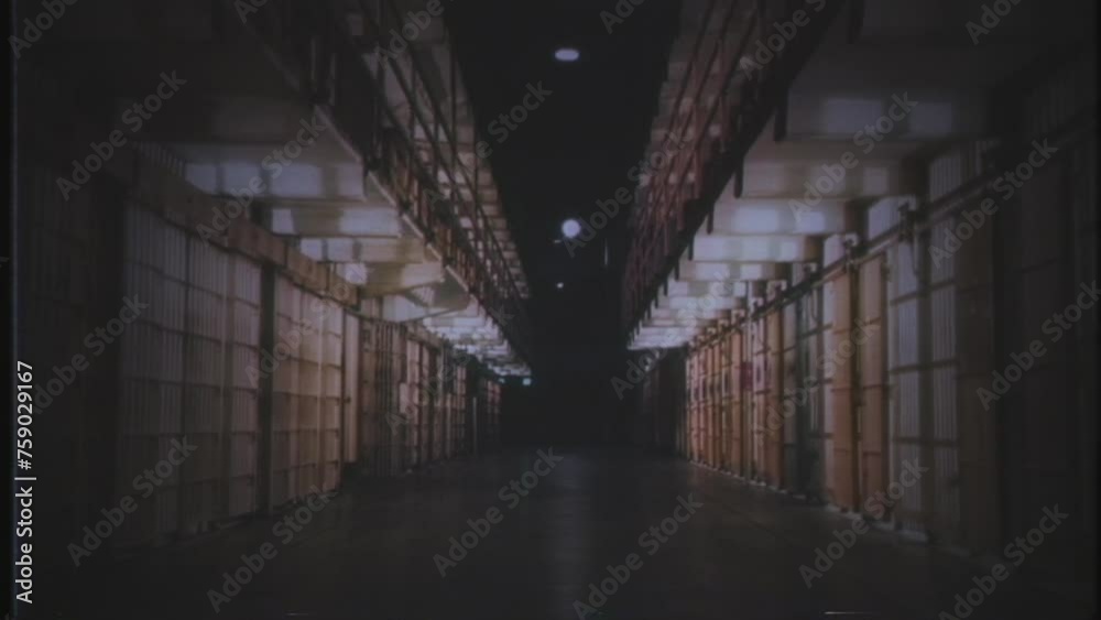 Walking Through Prison Cells Empty Jail Old VHS Effect Tracking Shot ...