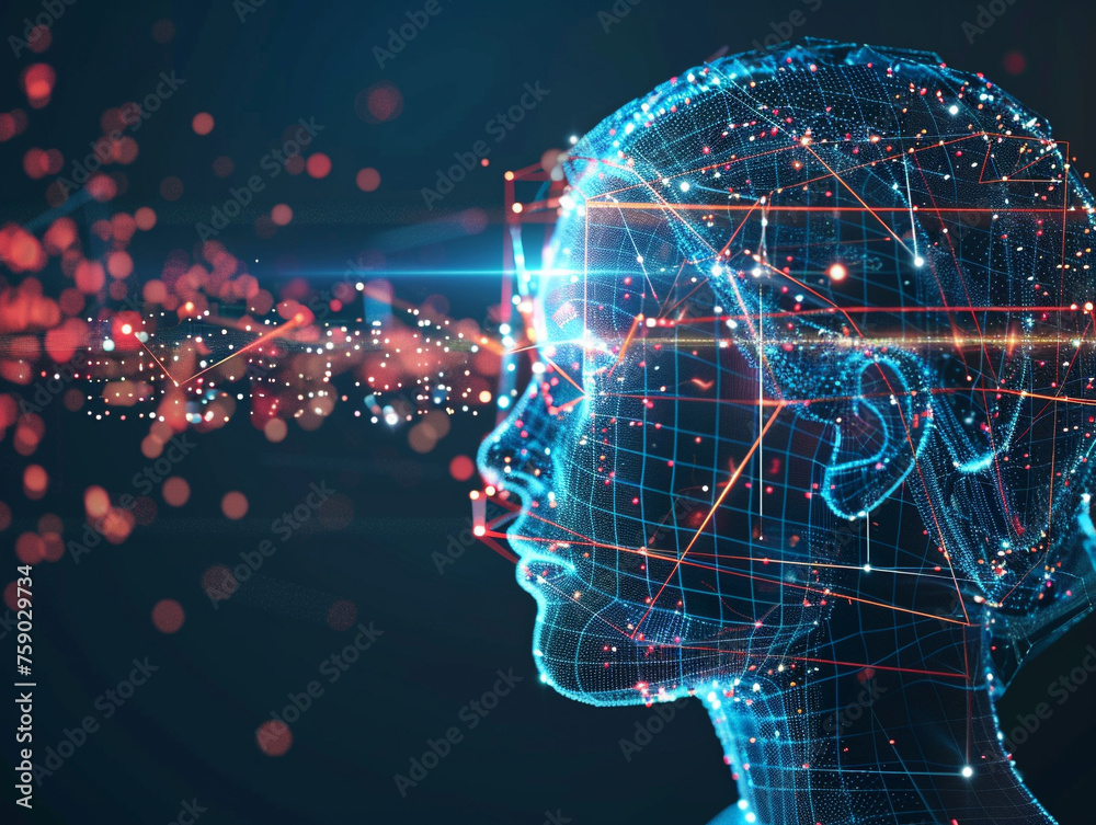 Digital human avatar experiencing advanced AI driven virtual reality ...