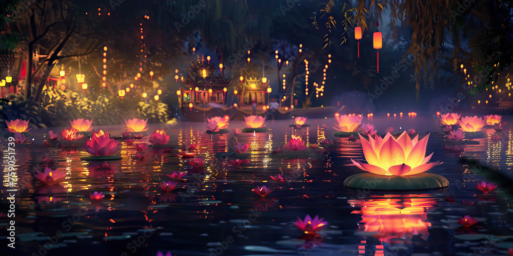 Loy Krathong, celebrated in Thailand and other Southeast Asian ...