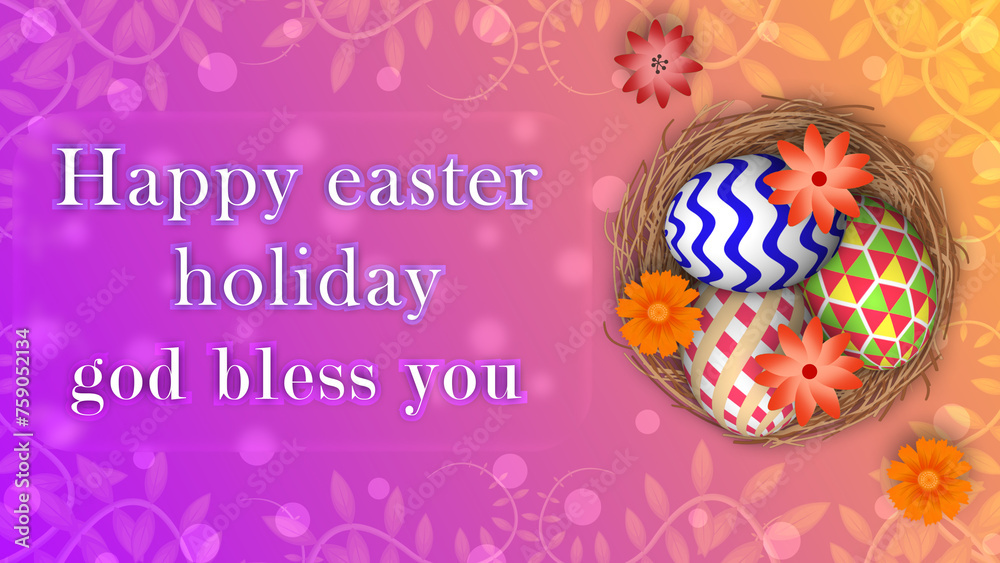 happy easter holiday and god bless you greetings on blur shape with ...