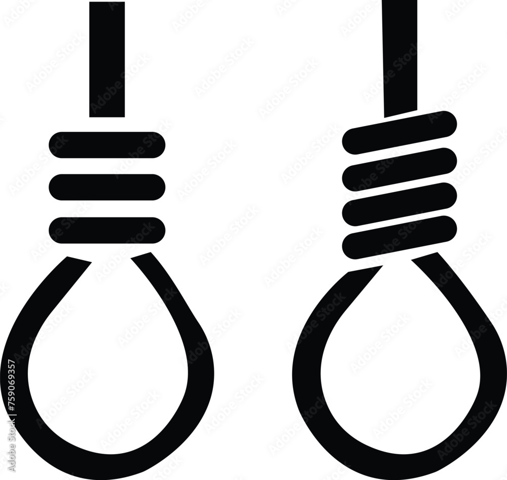 Gallows with rope noose pattern set. Rope loop. Gallows hanging noose ...