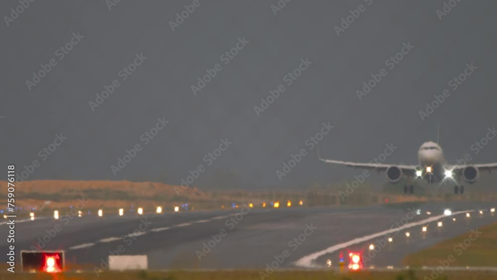 Passengers aircraft landing to Phuket airport runway. Airplane landing ... Passengers aircraft landing to Phuket airport runway. Airplane landing ...