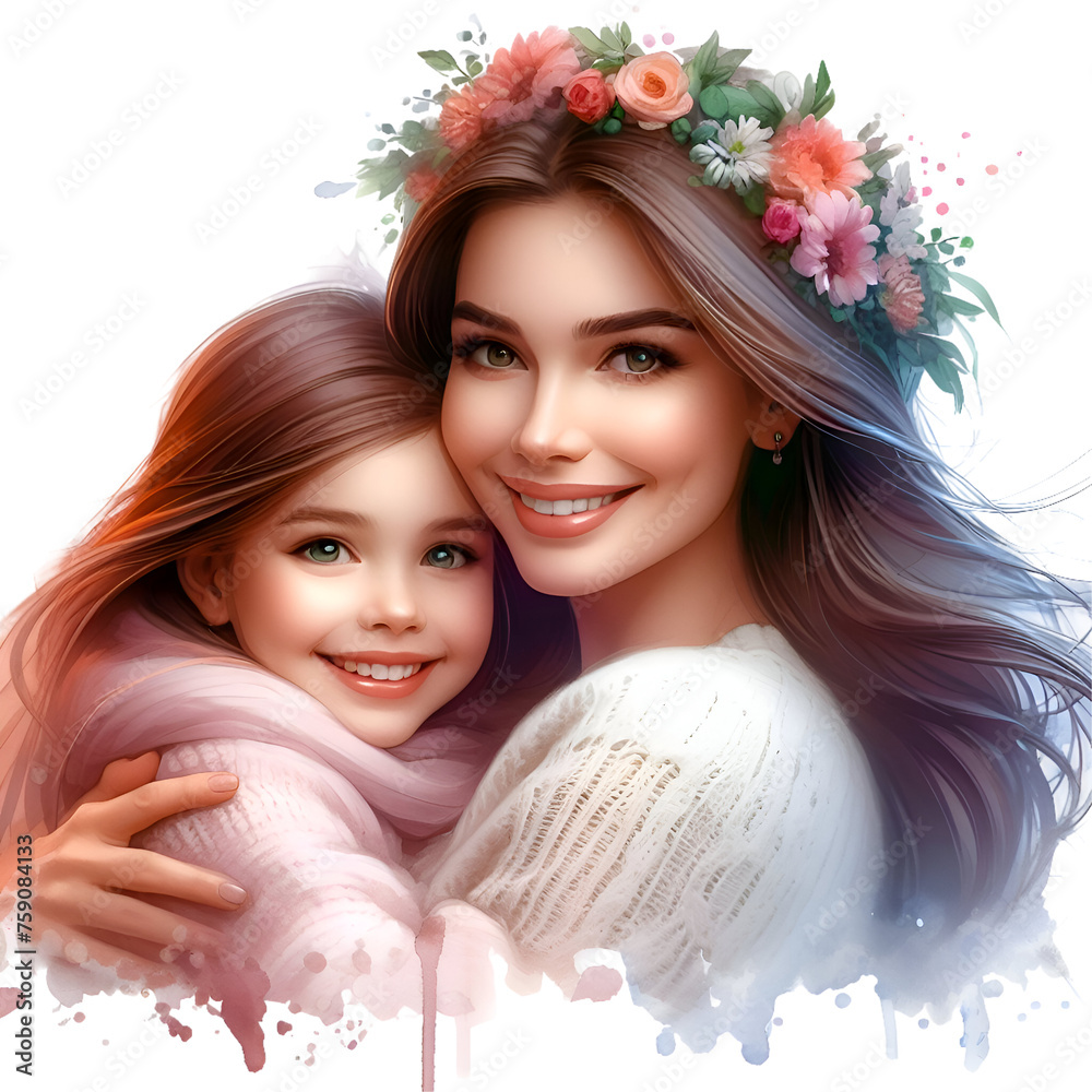 Watercolor Mother and Child Clipart Mother's Day PNG Mother and ...