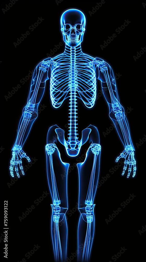 Full Body Scan showing skeleton digitally on screen, futuristic digital ...
