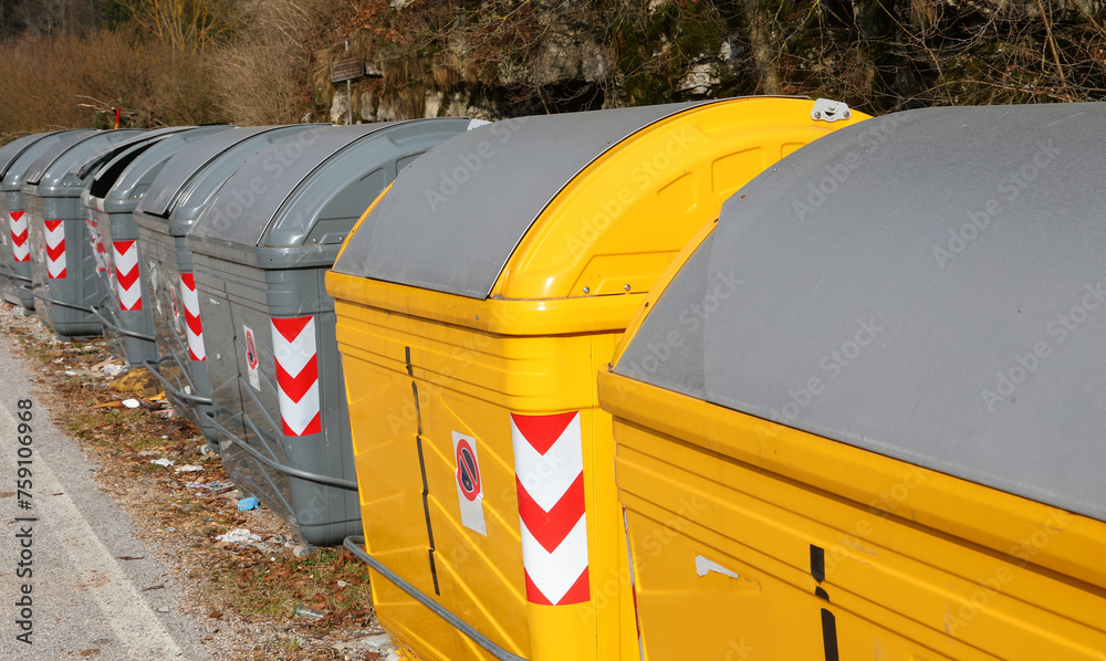 bins for the separate collection of waste in the ecological area Stock ...