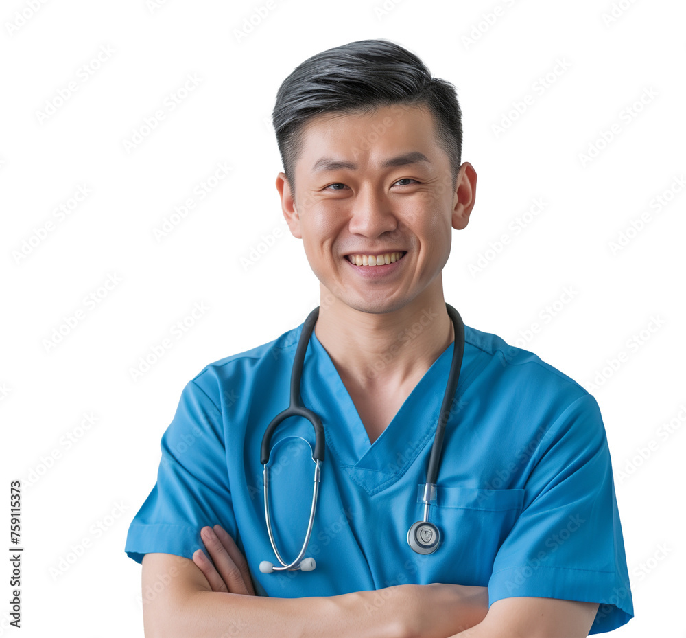 Healthcare, medical staff concept. Portrait of smiling asian male ...