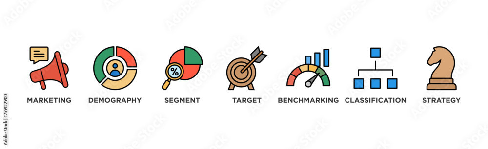 Market segmentation banner web icon vector illustration concept with ...