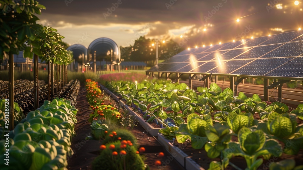 Agrivoltaics, a sustainable farming innovation, integrates solar panels ...