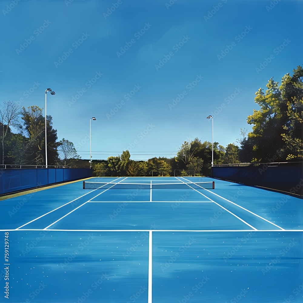 Blue Tennis Court: Capturing the essence of a perfect day on a blue ...