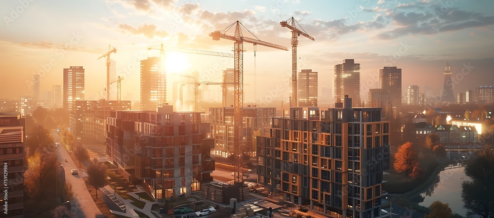 Buildings construction: A Construction of high-rise buildings, tower ...