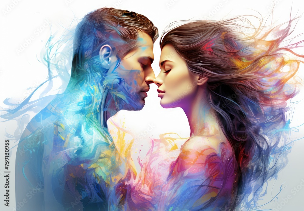 Handsome man hugging his sensual girlfriend. The spouses gently embrace ...