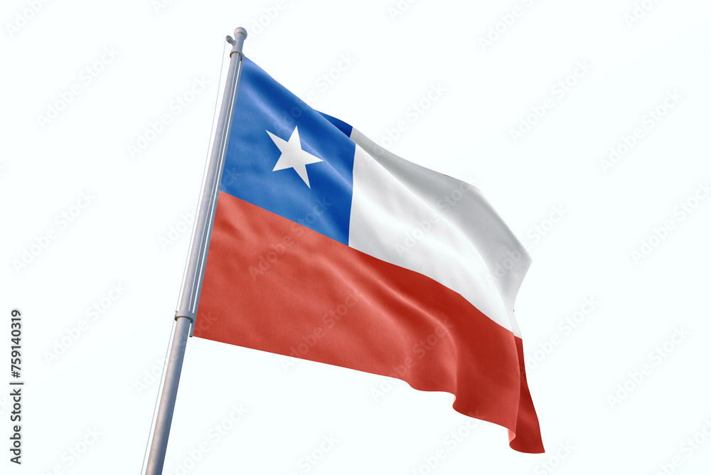 Waving flag of Chile in white background. Chile flag for independence ...