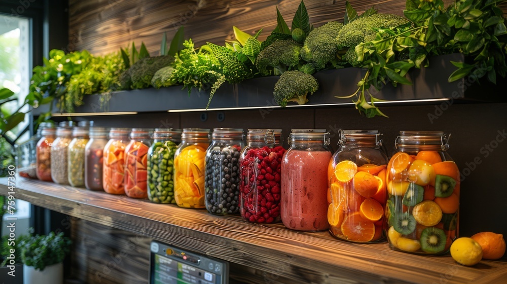 The office break area features a DIY smoothie station with a variety of ...