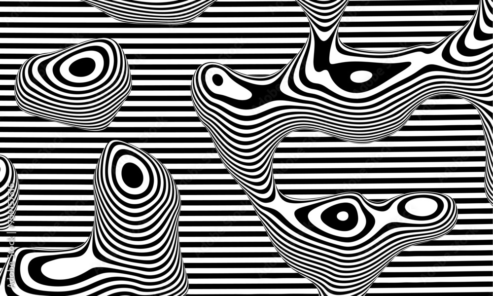 Optical illusion vector background. Simple black and white distorted ...