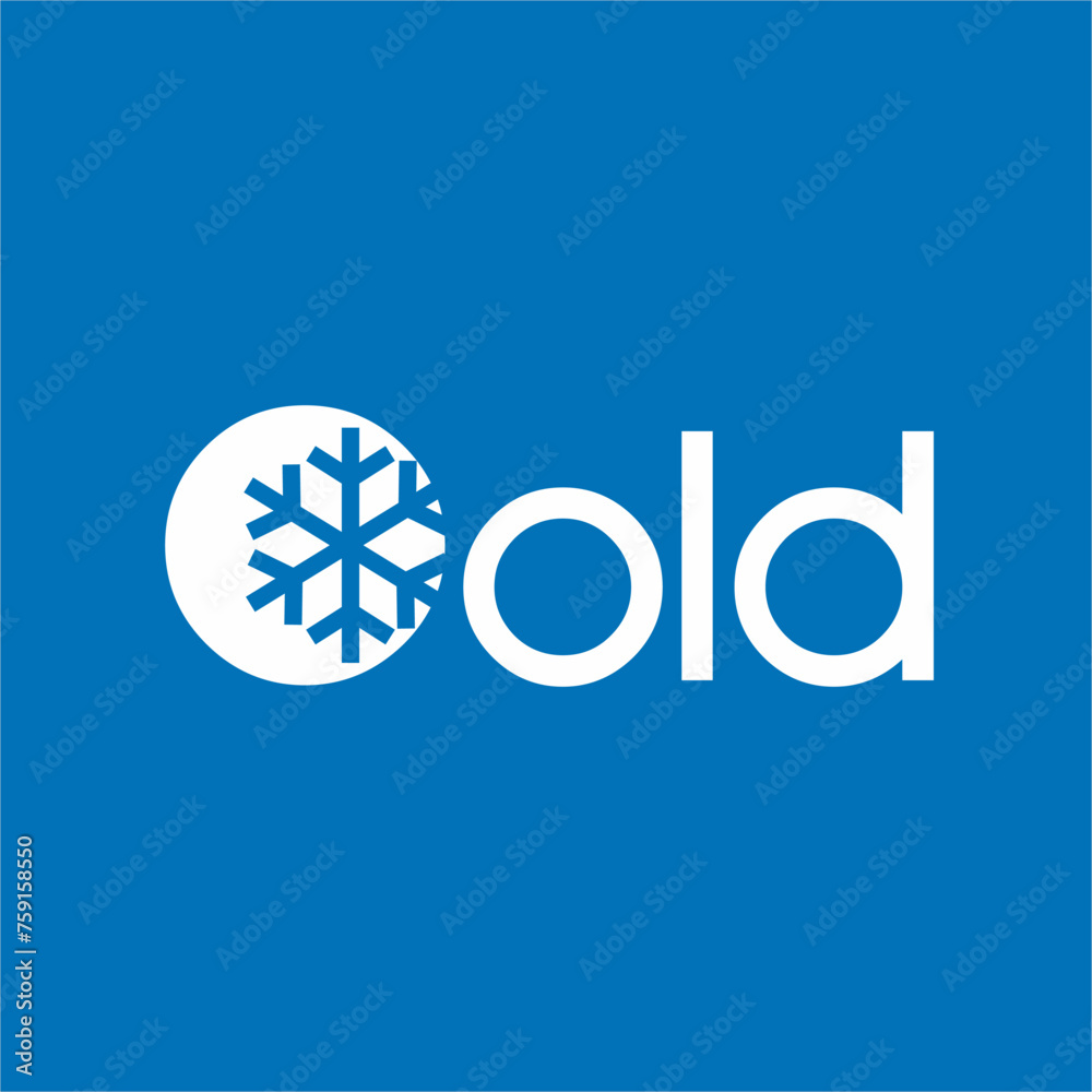 Design of the word "Cold" with the snow symbol on the letter C. Stock ...