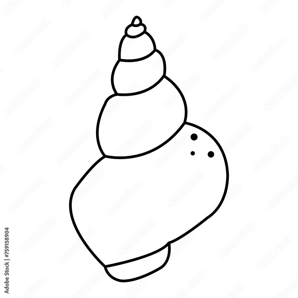 Vetor de Black and white doodle horse conch. Coloring page with see ...