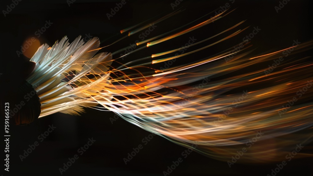 abstract composition of a shuttlecock's flight path, captured with a ...