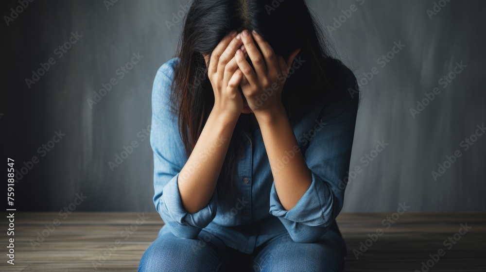 Woman in deep sorrow, shedding tears, facing emotional turmoil and ...