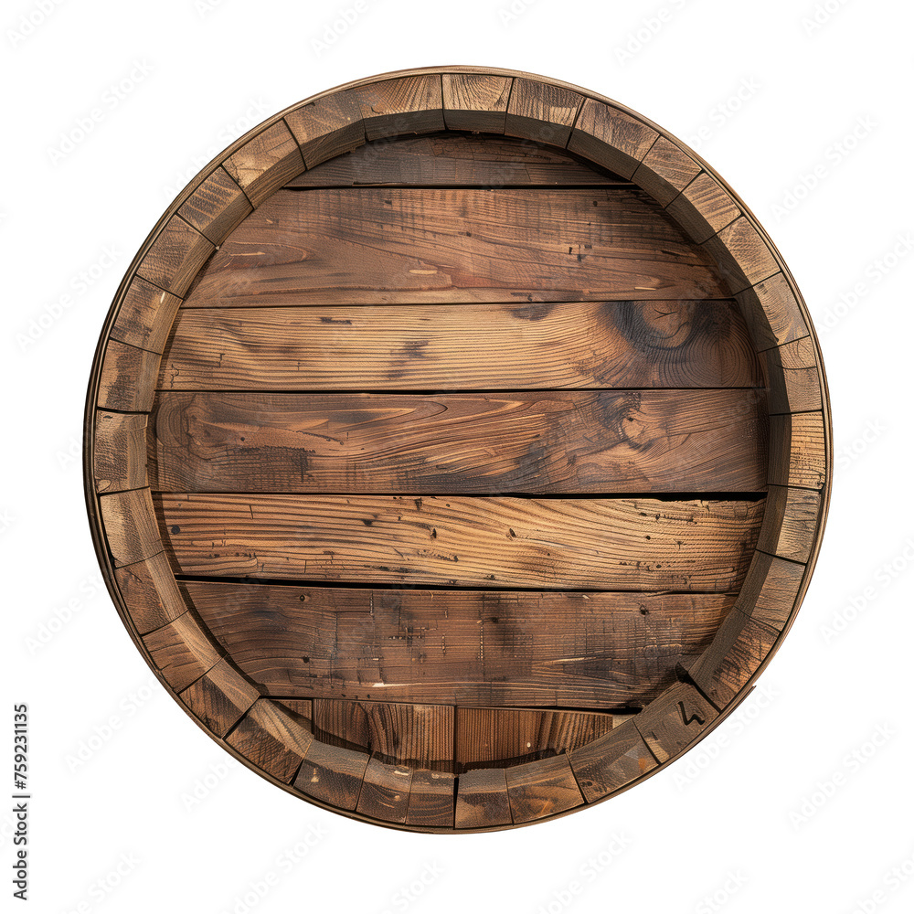Wine barrel, top view. Old wooden barrel for storing wine close-up ...