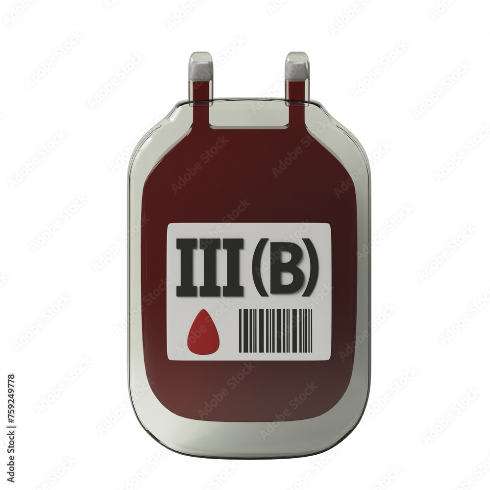 Blood bag with III blood type 3d icon isolated world blood donor day ...
