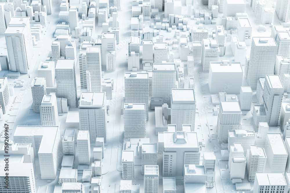 Top view of abstract modern city downtown looking as white ...