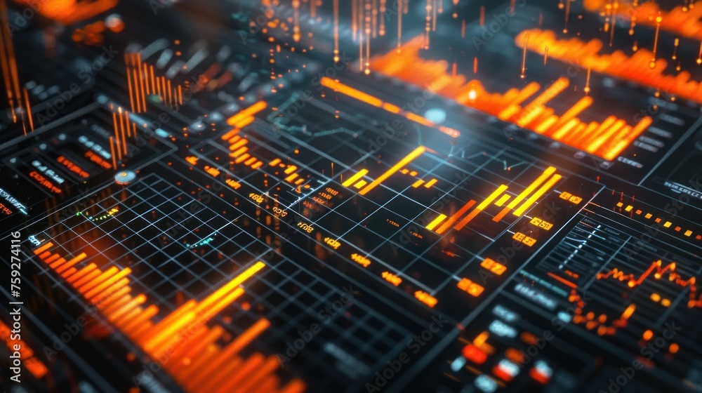 Vibrant orange financial charts pop, conveying vital information and ...