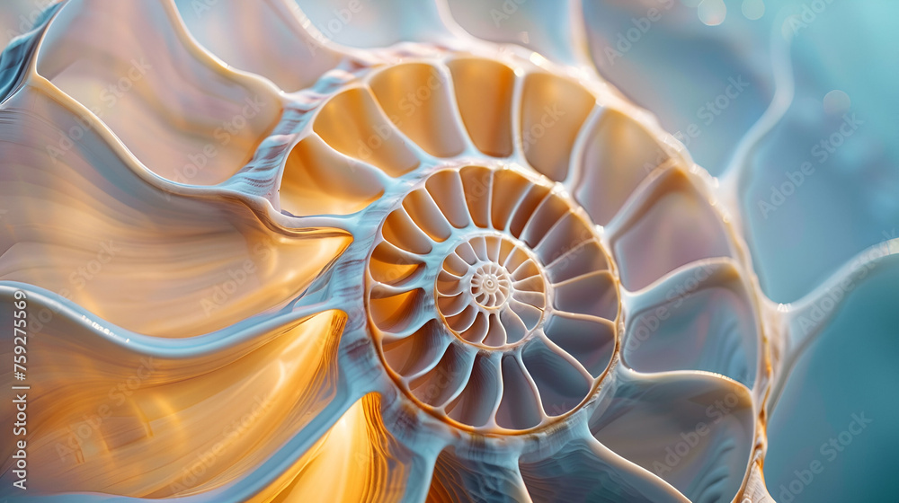 Luxury in Nature: Fibonacci's Influence in Nautilus Shells Stock ...