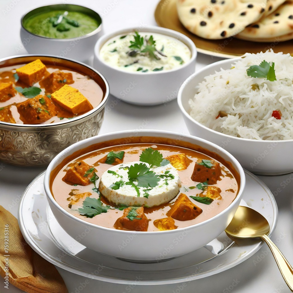 Indian Lunch Dinner main course food in group includes Paneer Butter ...