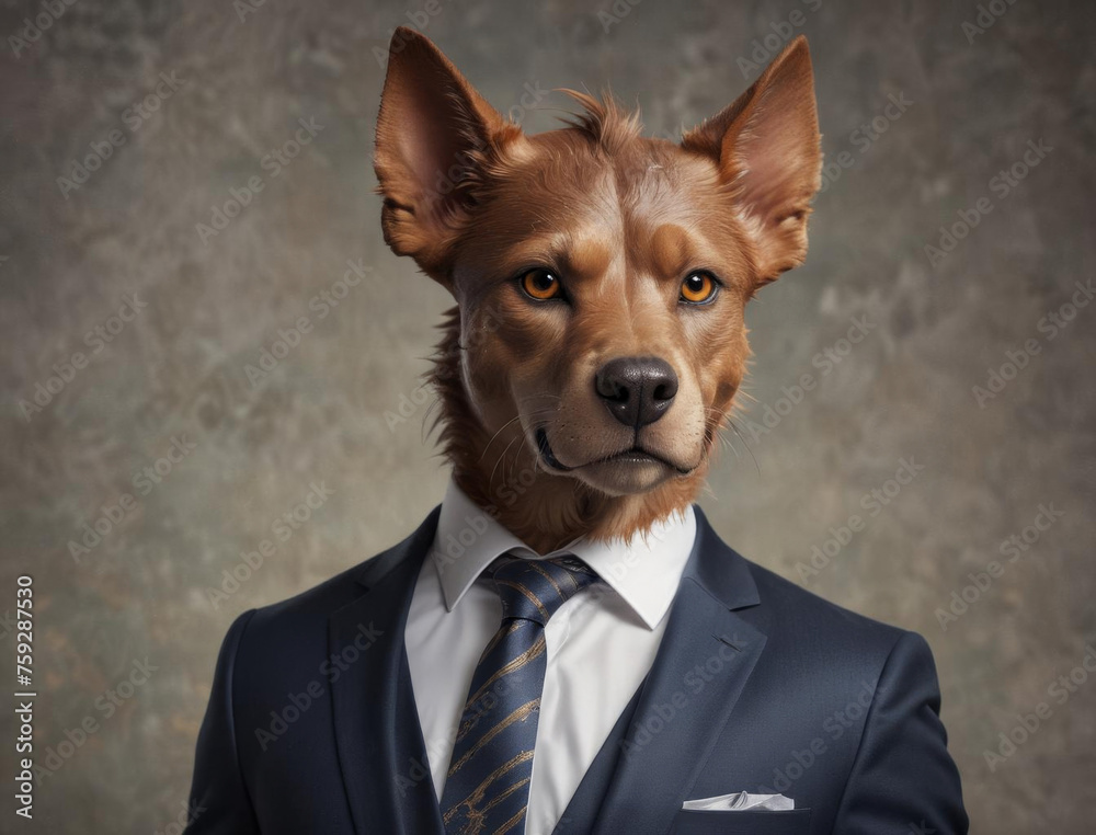 Modern Portrait of Cerberus in Suit and Tie with Subtle Texture Gen AI ...