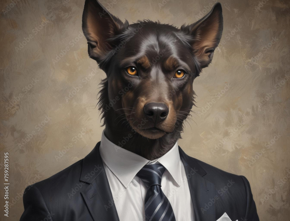Corporate Cerberus: Mythical Creature in Suit and Tie Portrait Gen AI ...