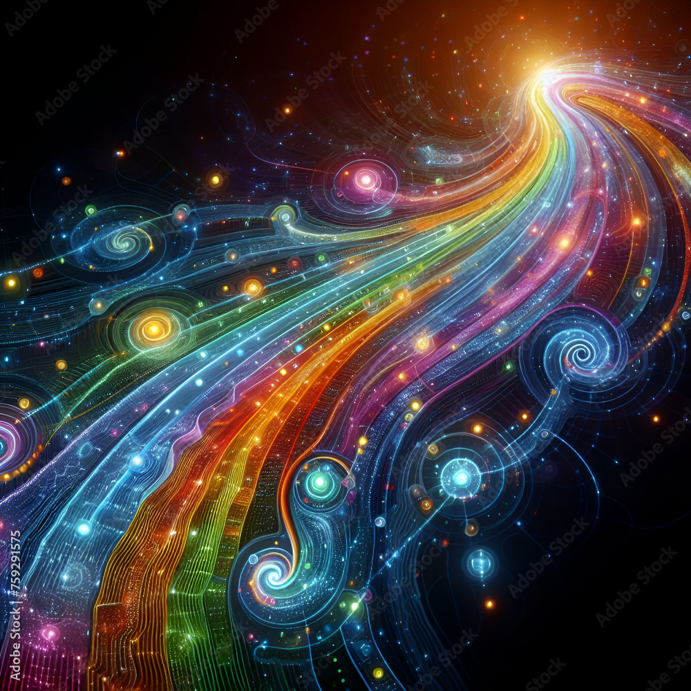 Vibrant Fiber Optic Chromatic Wave of Speed Lines of Glowing Stream of ...