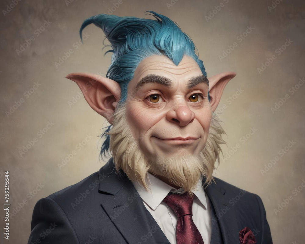 Mythical Creature in Modern Suit and Tie with Subtle Textures and ...