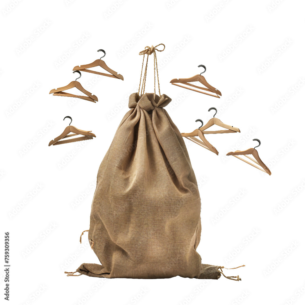 hangers falling from hole in the bag, PNG no background image Stock ...