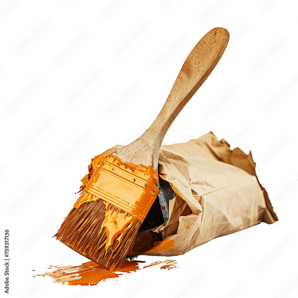 Paintbrush falling from hole in the bag, PNG no background image Stock ...