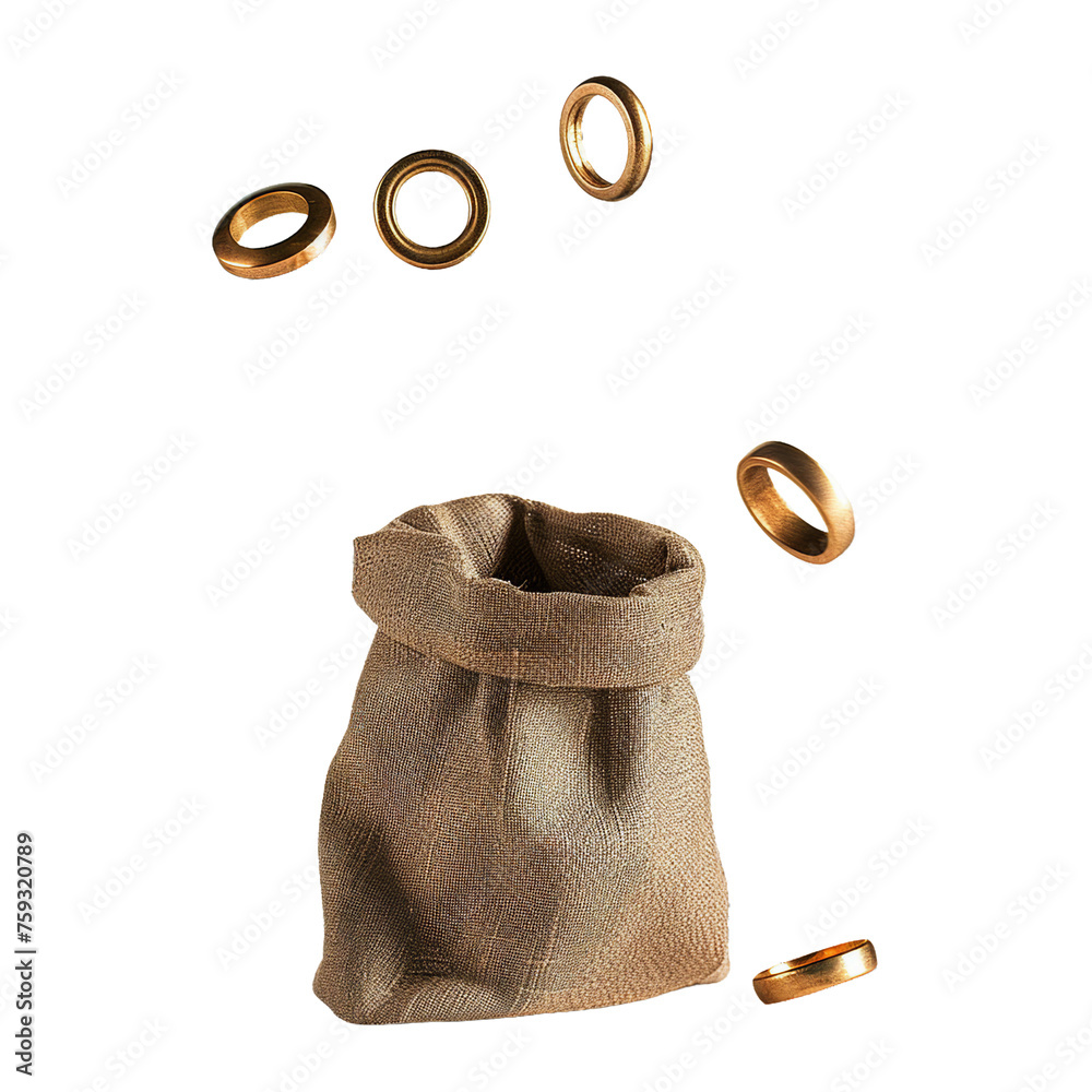 Rings falling from hole in the bag, PNG no background image Stock Photo ...